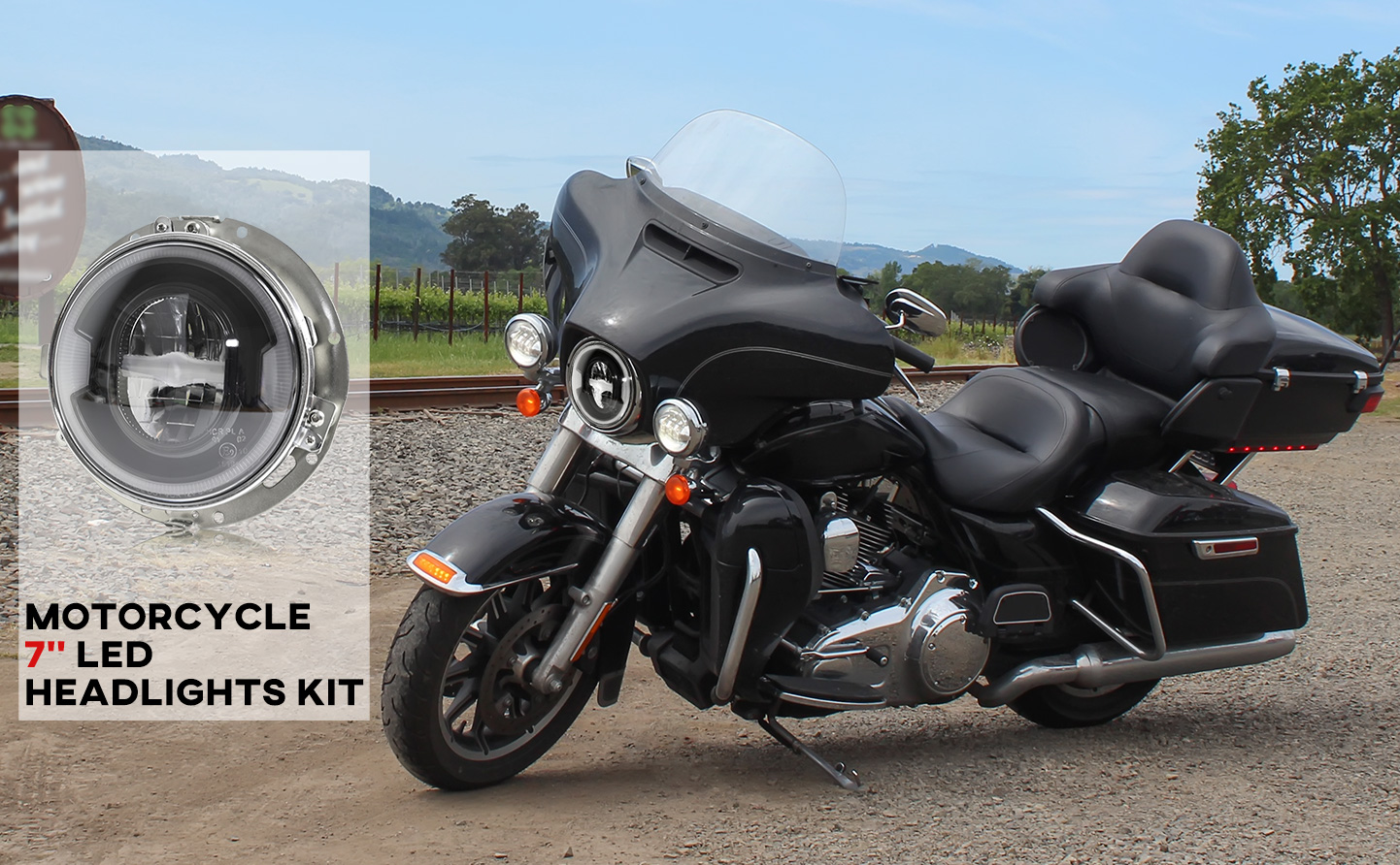 LED Headlight for Harley Touring Street Electra Glide Road King Fat Boy ...